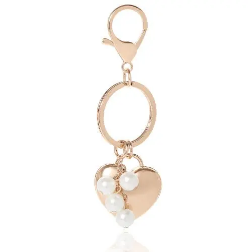 Juicy Couture Heart Keychain With Faux Pearls - Gold