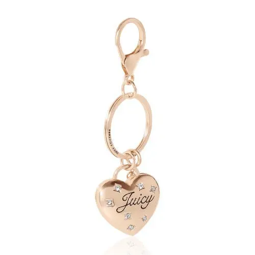 Juicy Couture Heart Keychain With Faux Pearls - Gold