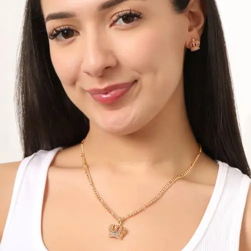 Juicy Couture Crown Pendant Necklace & Stud Earrings Set