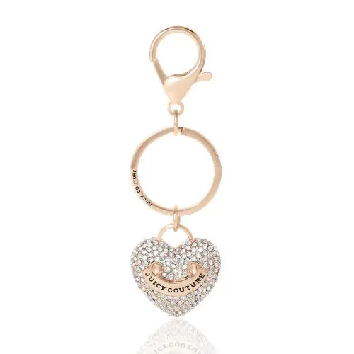 Juicy Couture Pave Heart Gold Keychain - Gold, Silver