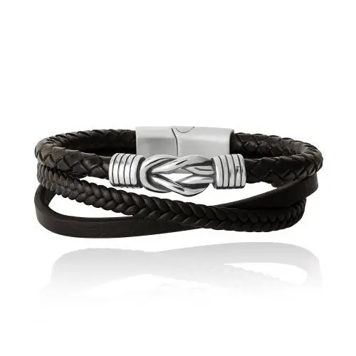 Lucky Brand Knot 3-row Bracelet - Black, Silver