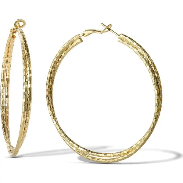 Jessica Simpson Double Hoop Faceted Earrings - Gold, Silver