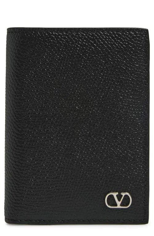 Valentino Garavani Vlogo Signature Bifold Leather Card Holder - Black