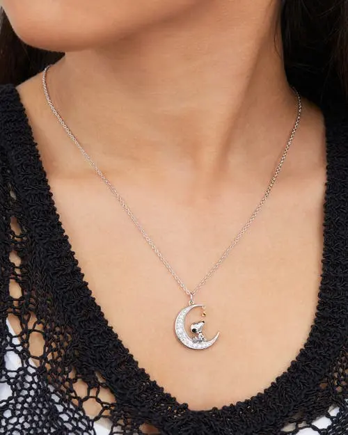 PEANUTS Snoopy Moon Cubic Zirconia Pendant Necklace