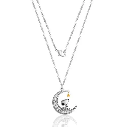 PEANUTS Snoopy Moon Cubic Zirconia Pendant Necklace