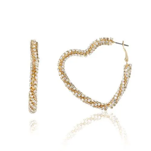 Bcbgmaxazria Crystal Heart Hoop Earrings