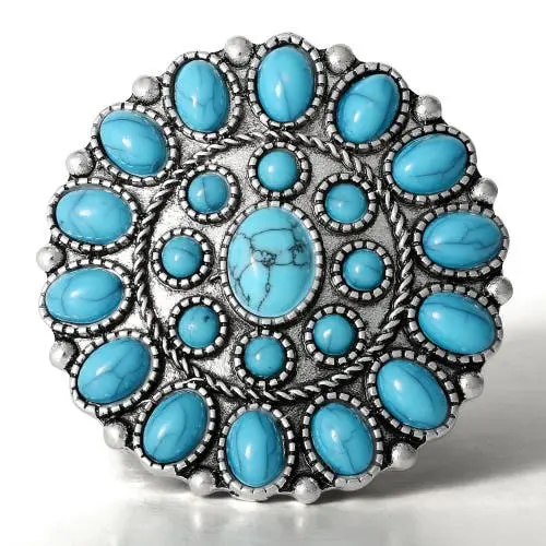 Jessica Simpson Turquoise Statement Ring - Silver, Turquoise