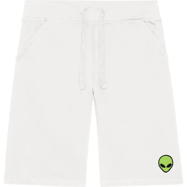 DALIX Midweight Fleece Short With Alien Design - White