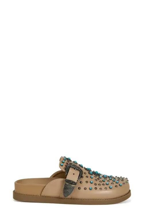 AZALEA WANG Studded Buckle Clogs - Tan