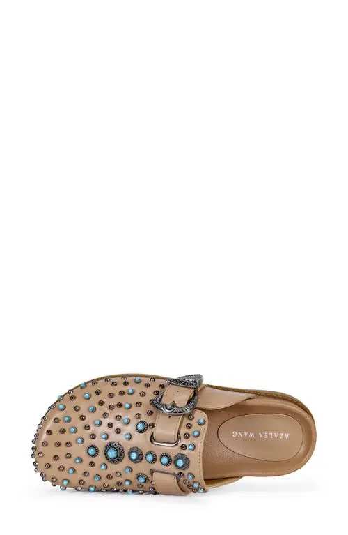 AZALEA WANG Studded Buckle Clogs - Tan