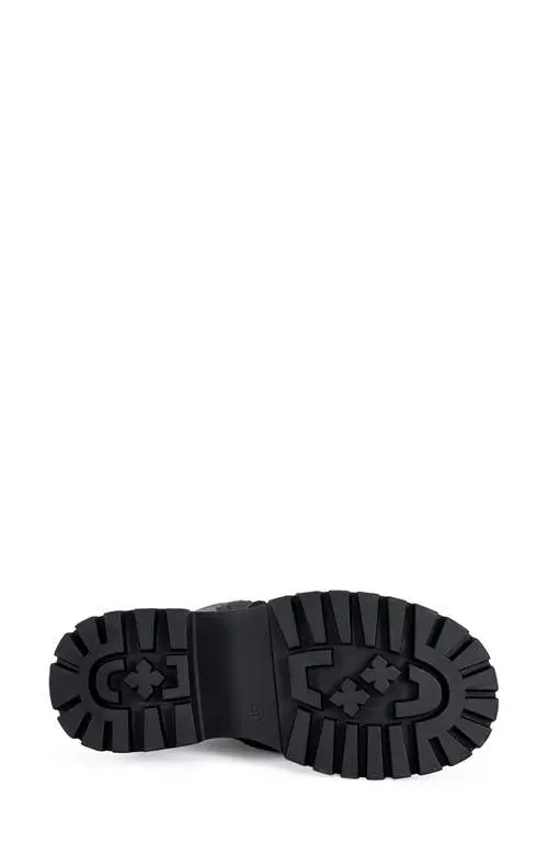 AZALEA WANG Floral Appliqué Lug Sole Boots