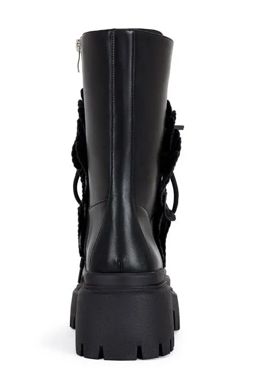 AZALEA WANG Floral Appliqué Lug Sole Boots