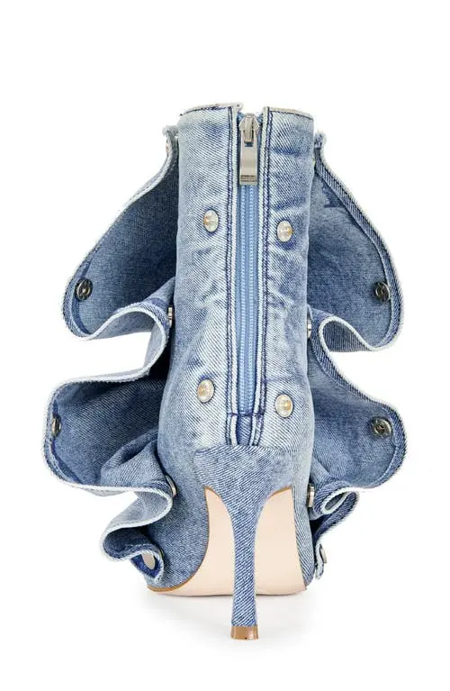 AZALEA WANG Birdsong Open Toe Bootie - Light Denim