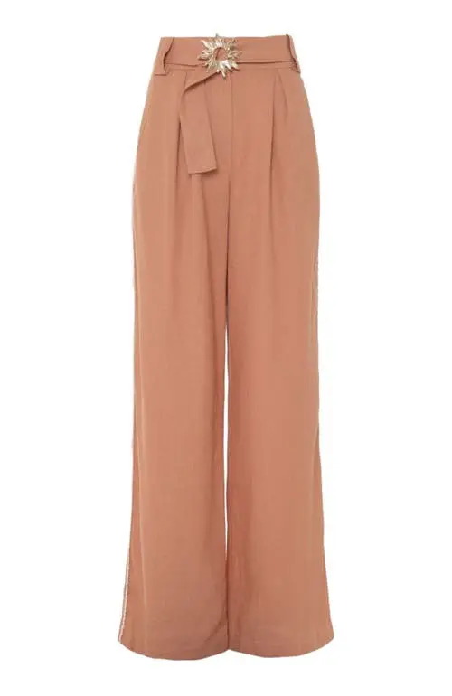 PatBO Wide-leg Linen Pants With Belt