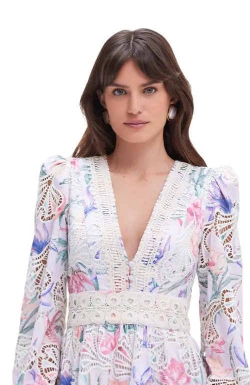 PatBO Amaryllis Embroidered Mini Dress - Light Blue