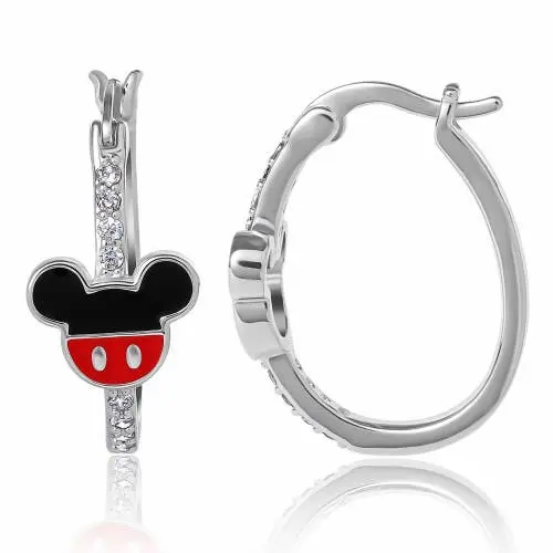 Disney Mickey Mouse Cubic Zirconia Hoop Earrings