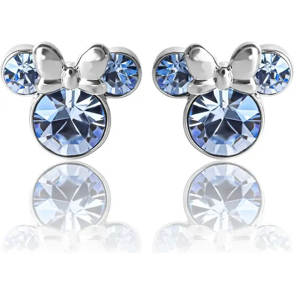 Disney Minnie Mouse Birthstone Stud Earrings - December - Light Sapphire