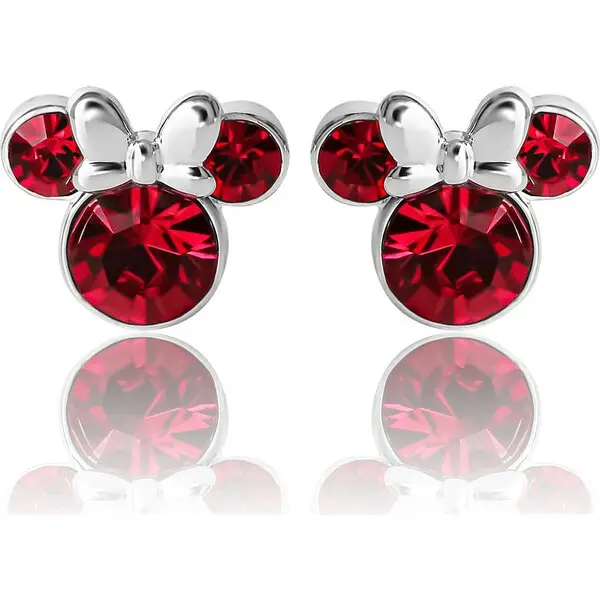 Disney Minnie Mouse Birthstone Stud Earrings - July - Ruby Crystal