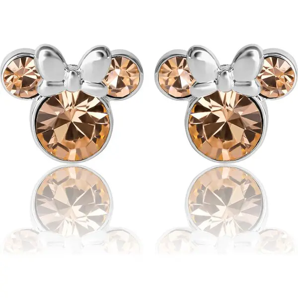 Disney Minnie Mouse Birthstone Stud Earrings - June - Light Peach Crystal