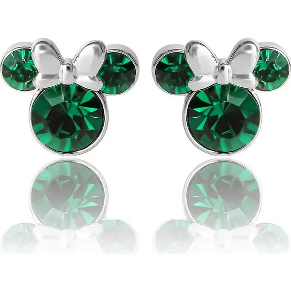 Disney Minnie Mouse Birthstone Stud Earrings - May - Emerald Crystal