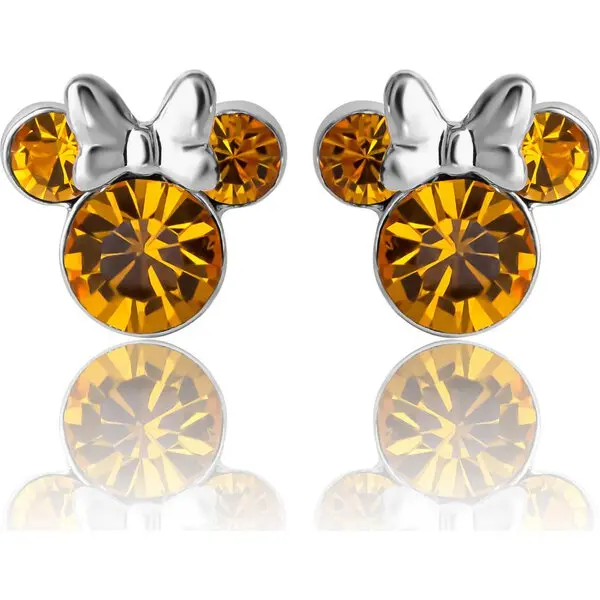 Disney Minnie Mouse Birthstone Stud Earrings - November - Topaz Crystal