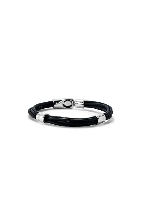UNODE50 Double Wrap Leather Bracelet - Silver