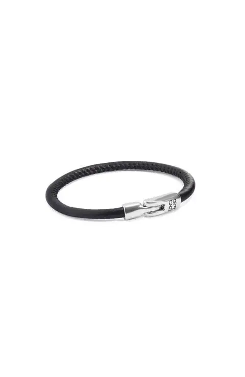 UNODE50 Clasp Leather Bracelet - Silver