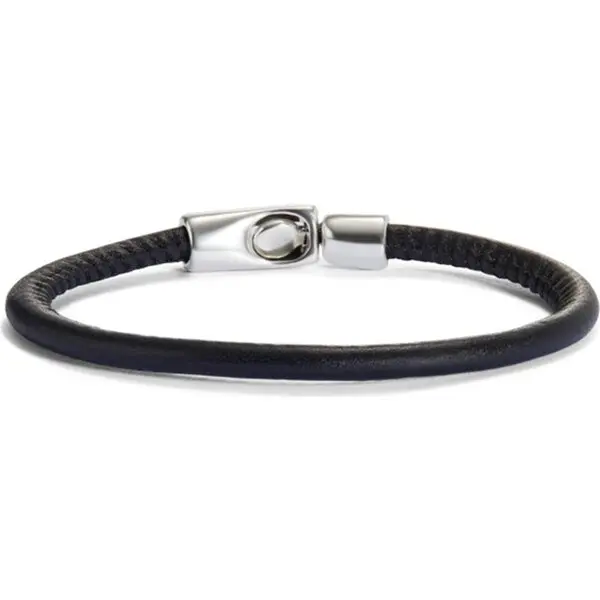 UNODE50 Clasp Leather Bracelet - Silver
