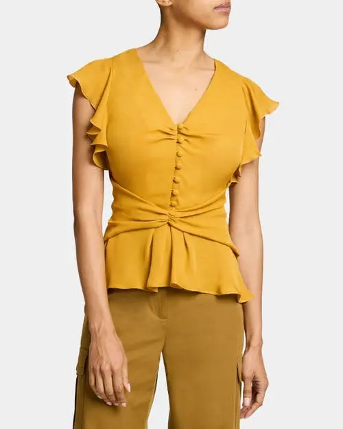 Santorelli Ella Flutter Sleeve Buttoned Blouse