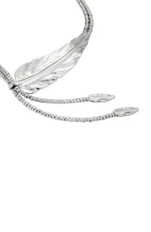 UNODE50 Feather Drop Sterling -plated Necklace