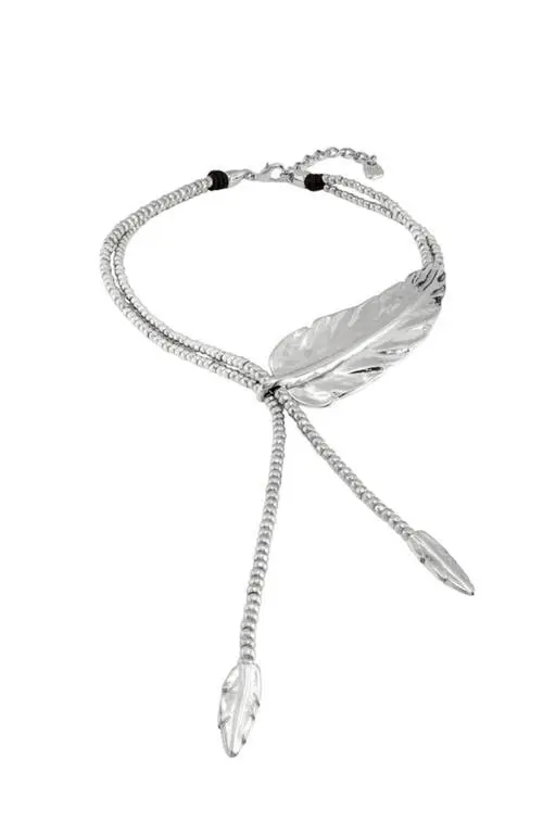 UNODE50 Feather Drop Sterling -plated Necklace