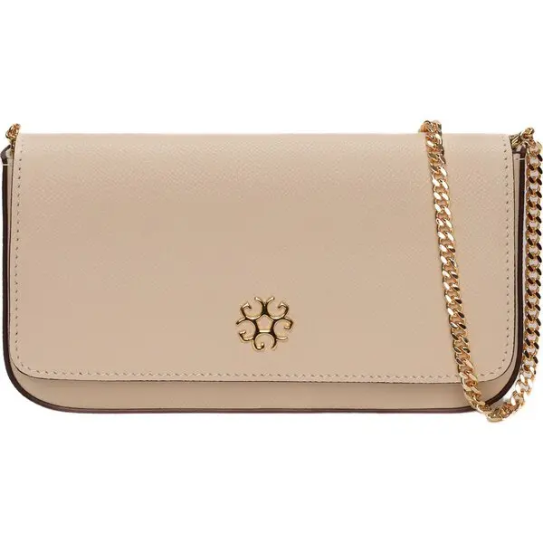 Gorski Leather Crossbody Bag With Chain Strap - Beige