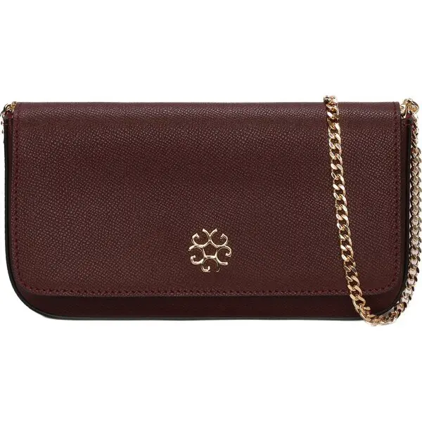 Gorski Leather Crossbody Bag With Chain Strap - Burgundy