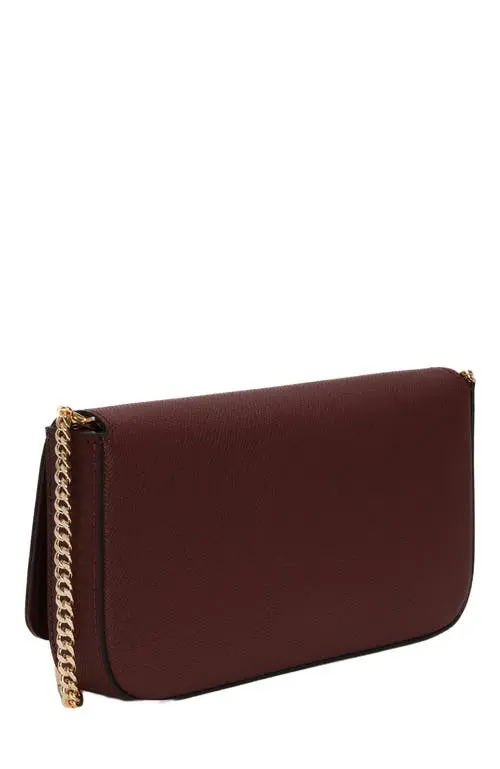 Gorski Leather Crossbody Bag With Chain Strap - Burgundy