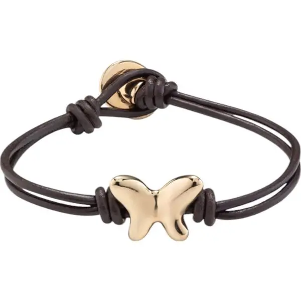 UNODE50 Double Strap Leather Bracelet - Gold