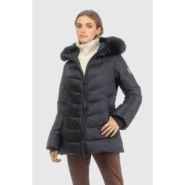 Gorski Après-ski Jacket With Detachable Hood Trim - Black/black