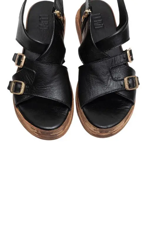 FOREVER & ALWAYS SHOES Levine Leather Side-zip Sandal - Black Leather
