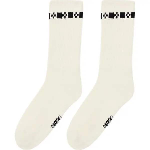 Sandro Cross Embroidered Organic Cotton Socks - Off White