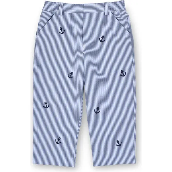 FLORENCE EISEMAN Stripe Pants With Anchor Details - Blue Seersucker