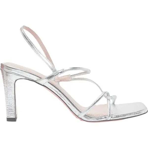 Sandro Leather Sandals With Wide Heel - Silver
