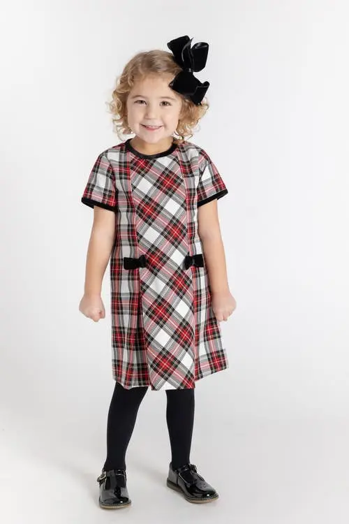 FLORENCE EISEMAN Tartan Plaid Dress With Bows