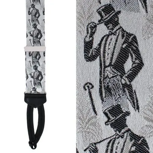 Trafalgar Ambrose Dapper Night Silk Formal End Suspenders - Silver And Black