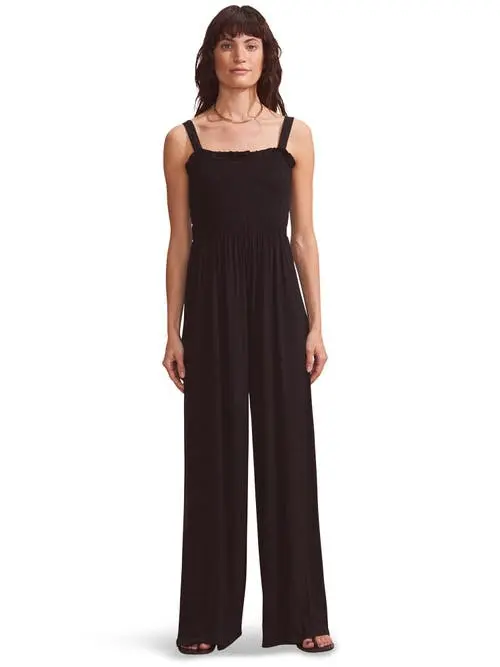 RO&ZO Shirred Bodice Jersey Jumpsuit - Black
