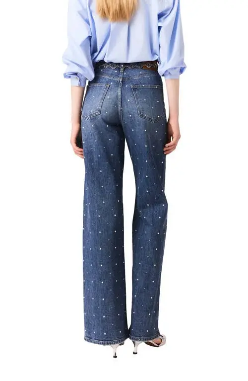 Maje Wide-leg Studded Jeans
