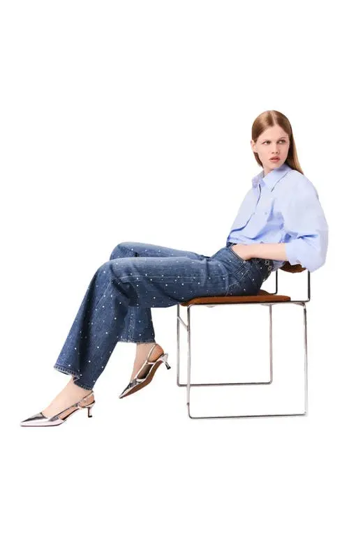 Maje Wide-leg Studded Jeans