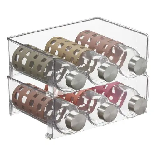 MDESIGN Plastic Free-standing Stackable 3 Bottle Storage Rack