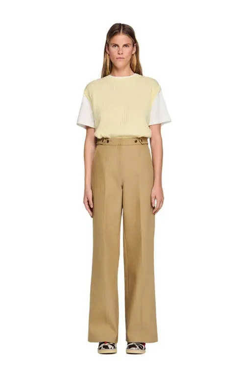 Sandro Cotton Wide-leg Suit Trousers