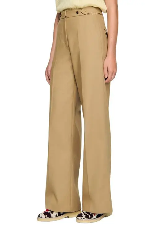 Sandro Cotton Wide-leg Suit Trousers