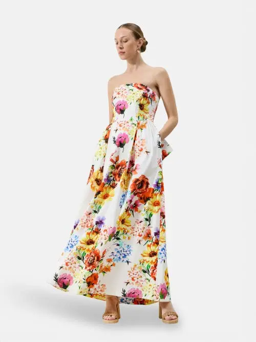 RO&ZO Floral Print Dress With Bow Detail - Muliti