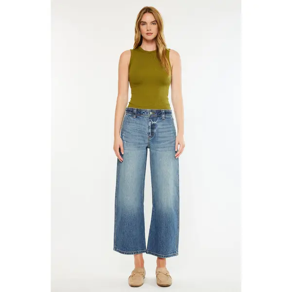 KANCAN Mid-rise Barrel Jeans - Medium Wash